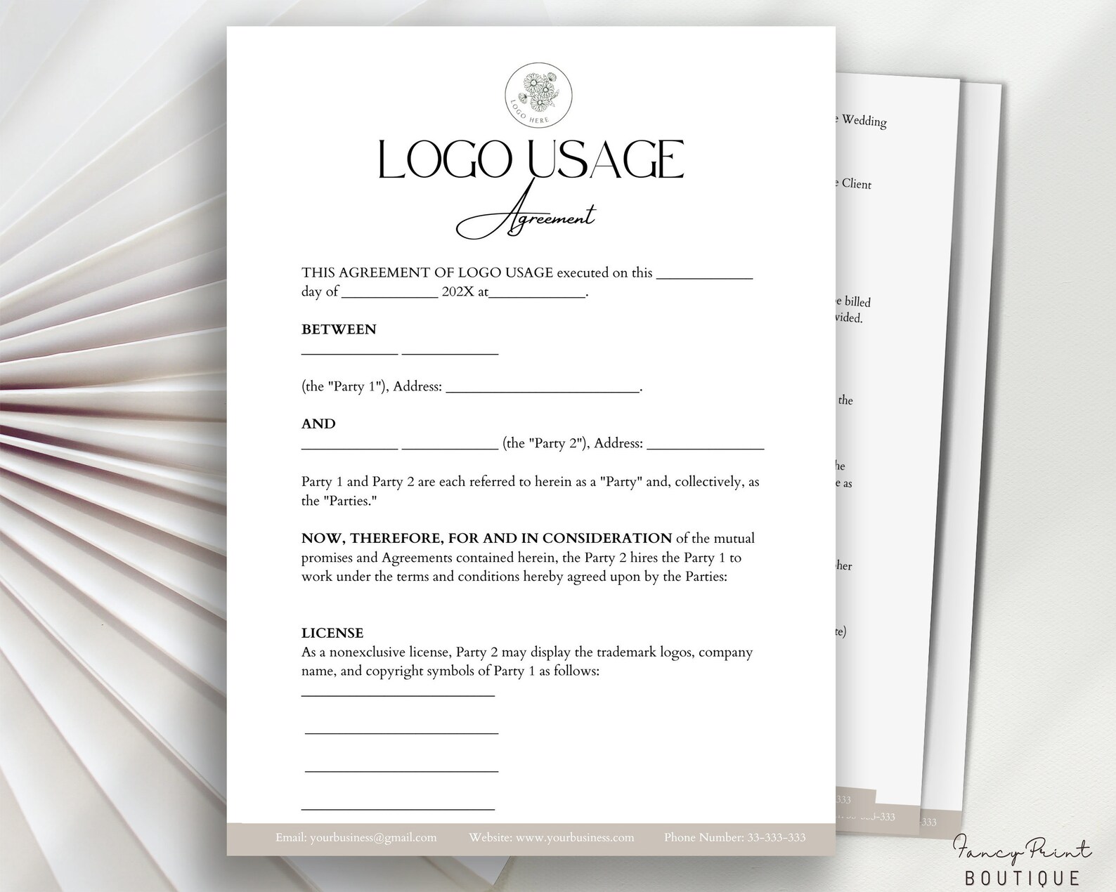 Logo Design Contract Template, Agreement for Use of Logoname,graphic ...