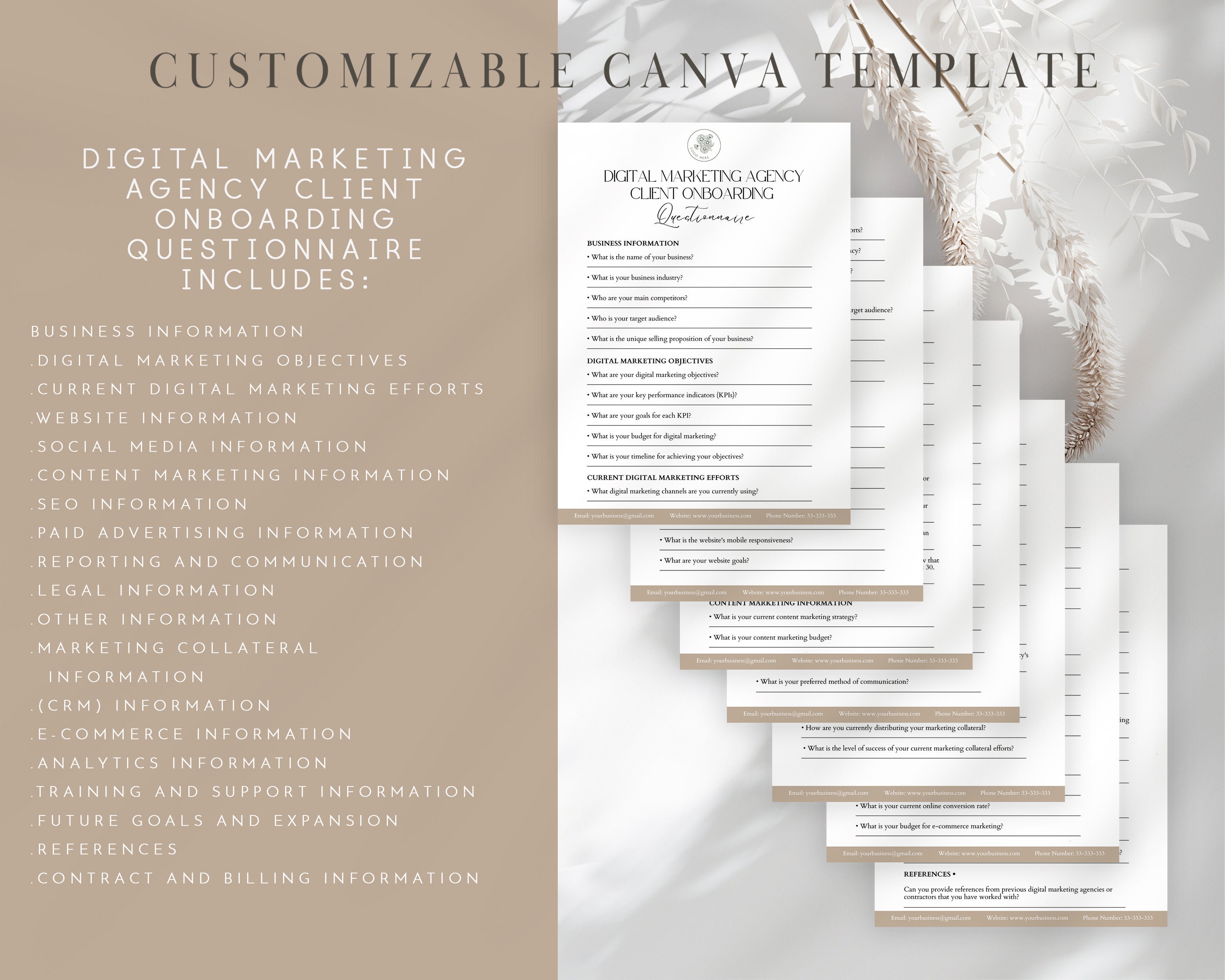 Editable Digital Marketing Agency Client Onboarding Questionnaire Form ...