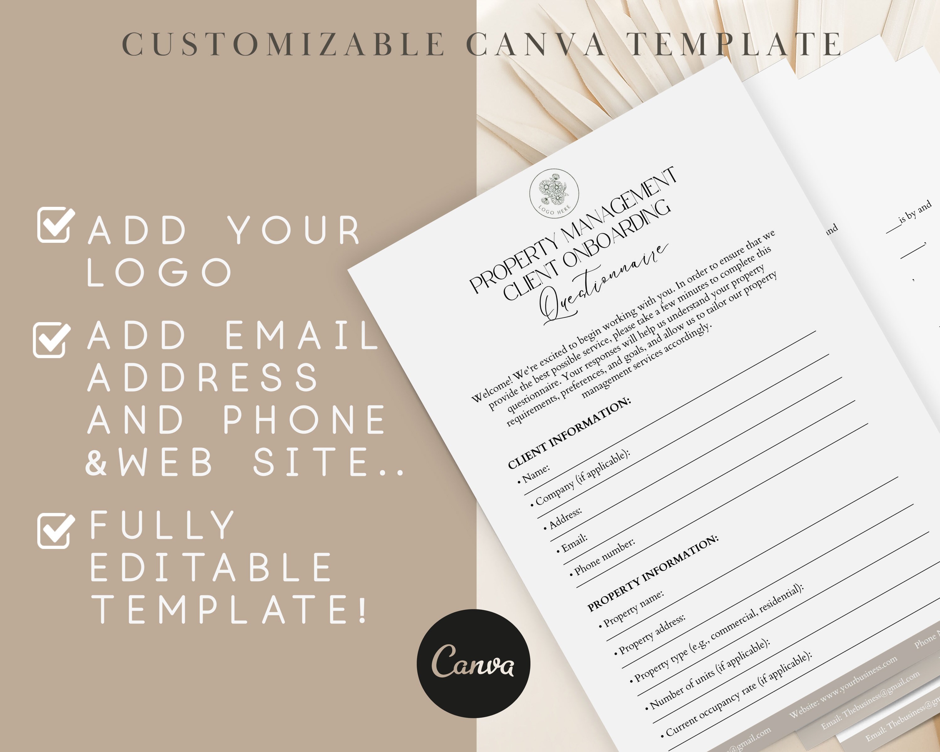 Editable Property Management Client Onboarding Questionnaire Form ...