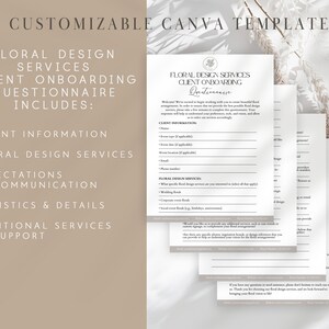 Editable Floral Design Services Client Onboarding Questionnaire Form ...