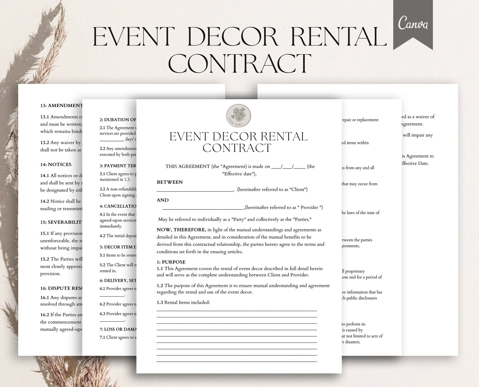 Event Rental Agreement, Event Decorating Services Contract Template ...