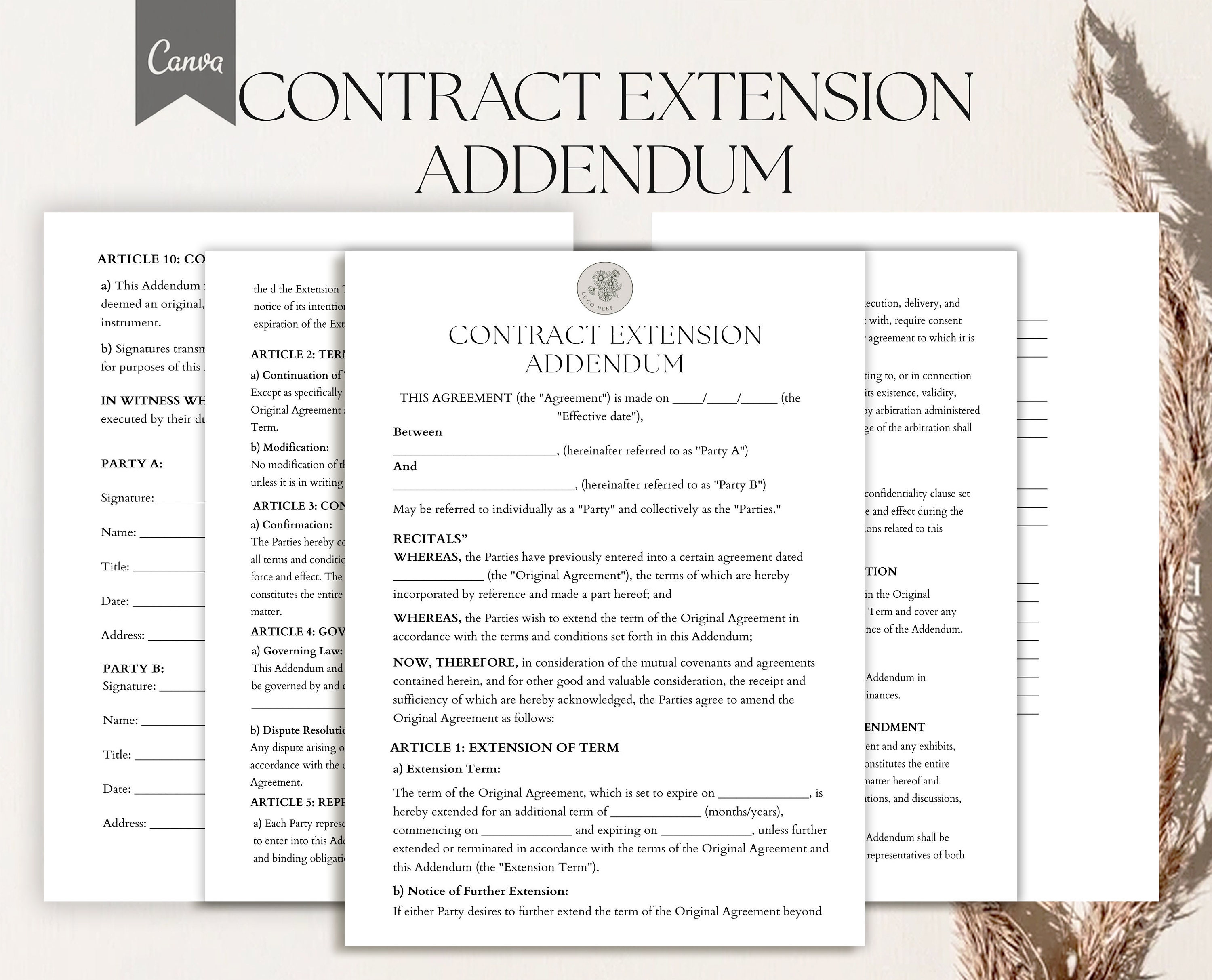 Contract Extension Addendum , Agreement Renewal Addendum, Extension ...