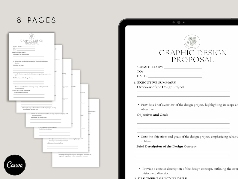 Graphic Design Proposal Template , Design Project Form Pdf, Canva - Etsy