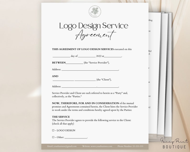 Editable Freelance Logo Design Contract, Graphic Design Contract Template, Client Agreement ...