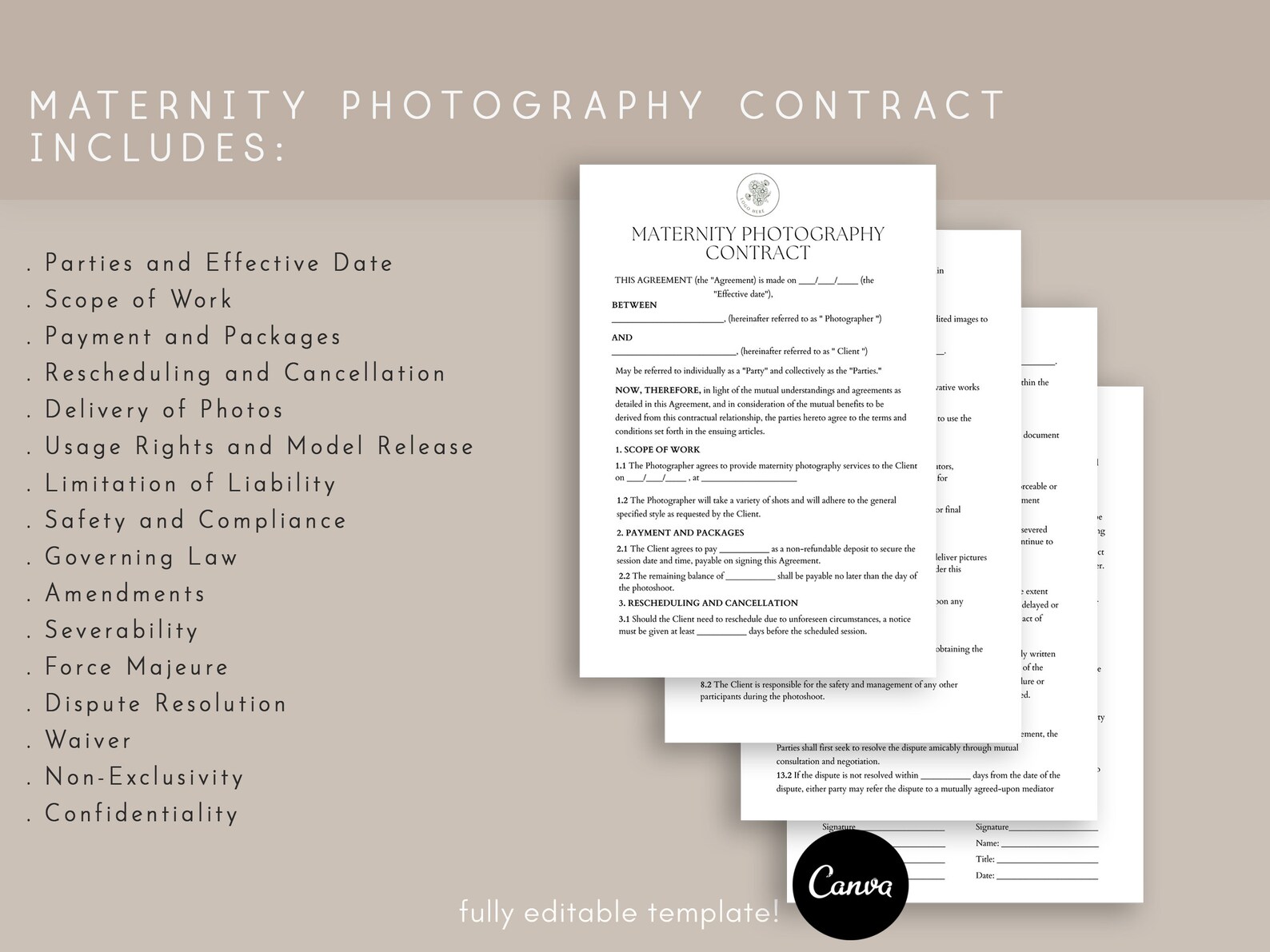 Maternity Photography Contract Template, Maternity Photography Form ...