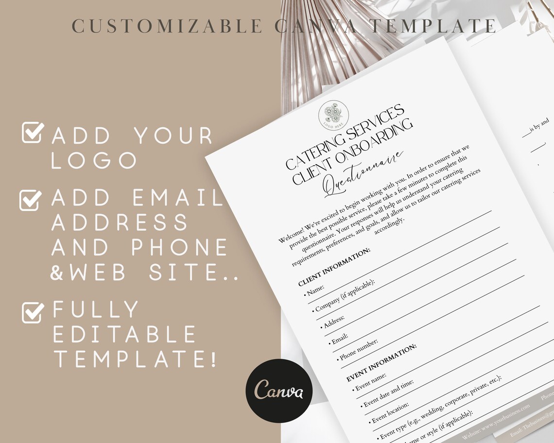 Editable Catering Services Client Onboarding Questionnaire Form ...
