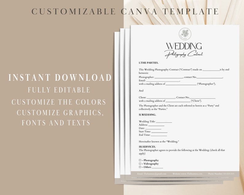 Wedding Photography Contract Template Photography Forms - Etsy