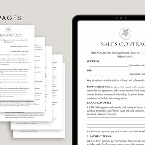 Editable Sales Contract Template, Purchase Agreement, Sales Agreement ...