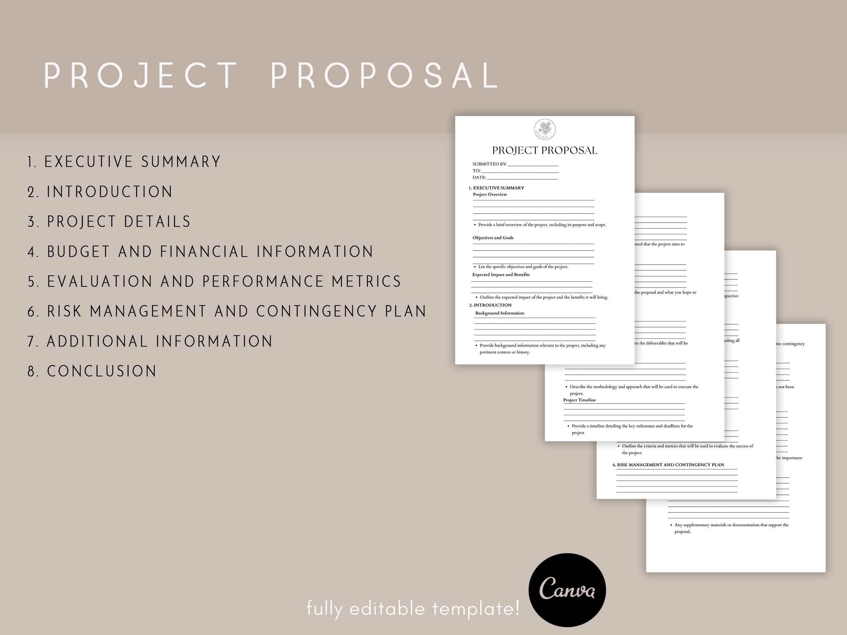 Project Proposal Template, Form Pdf, Canva - Etsy