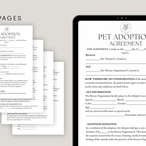 Editable Pet Adoption Agreement, Pet Adoption Terms, Puppy Adoption ...