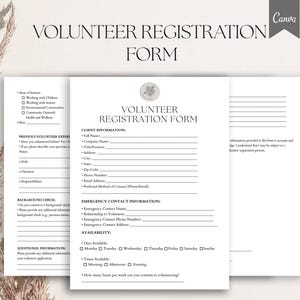 Volunteer Registration Form Template, Pdf, Canva - Etsy