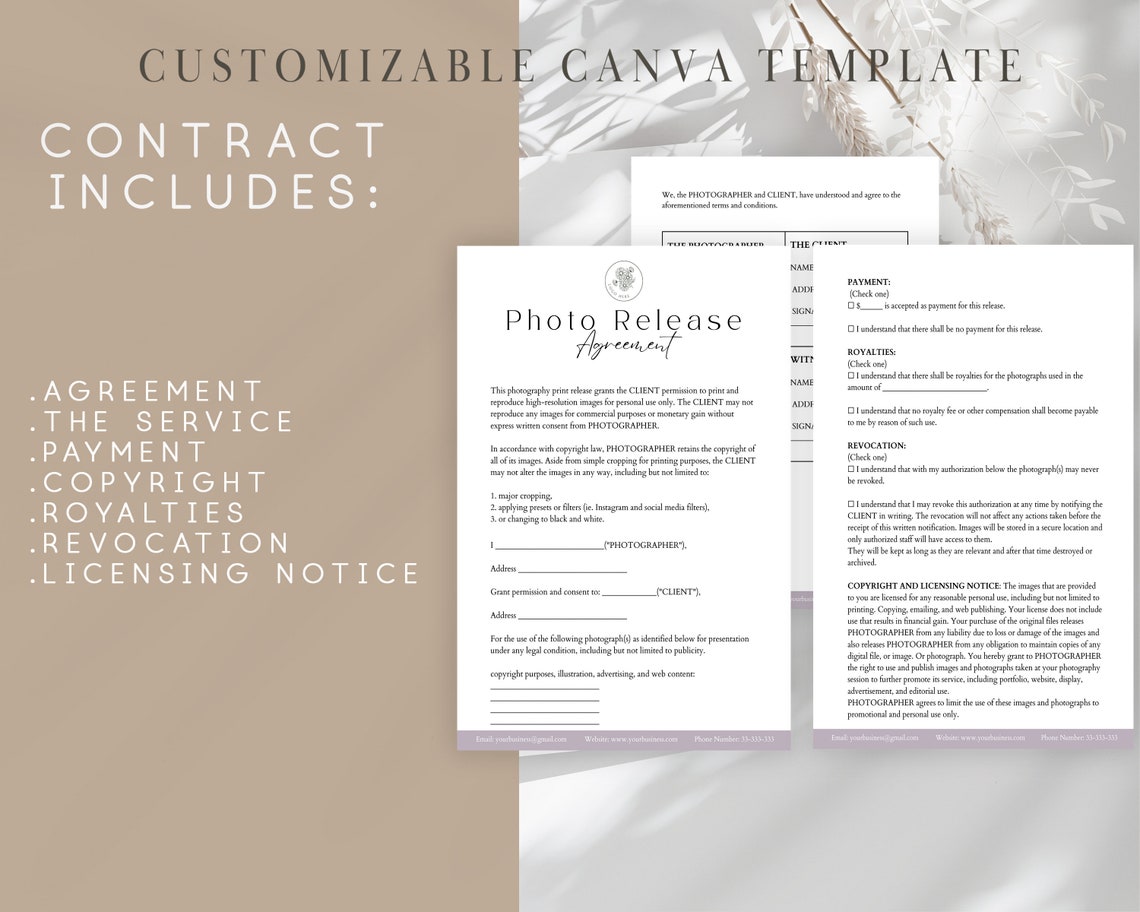 Professional Photography Print Release Agreement Template, Photo Print ...