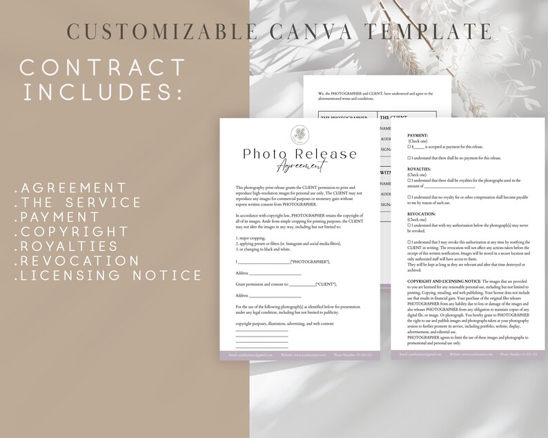 Professional Photography Print Release Agreement Template, Photo Print ...