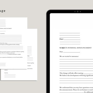 Internal Announcement Letter Template, PDF, Canva - Etsy