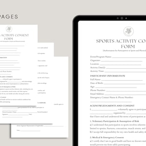 Sports Activity Consent Form Template, Sports Participation Waiver ,PDF ...