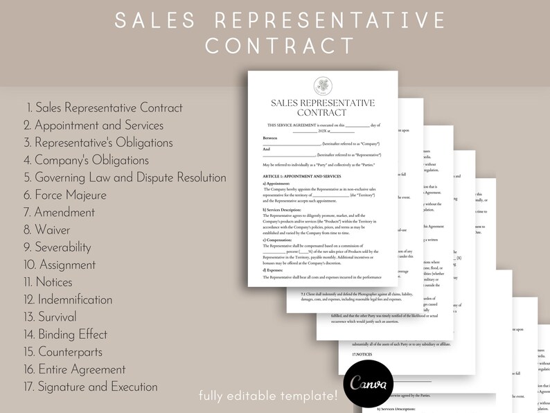 Sales Representative Contract, Sales Agent Agreement, Independent Sales ...