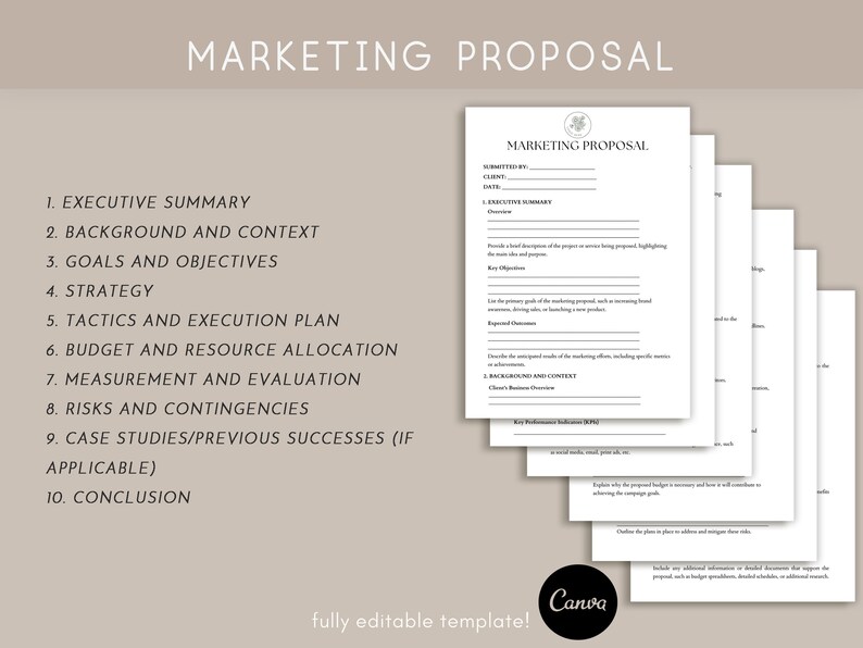 Marketing Proposal Template Form, Pdf, Canva - Etsy