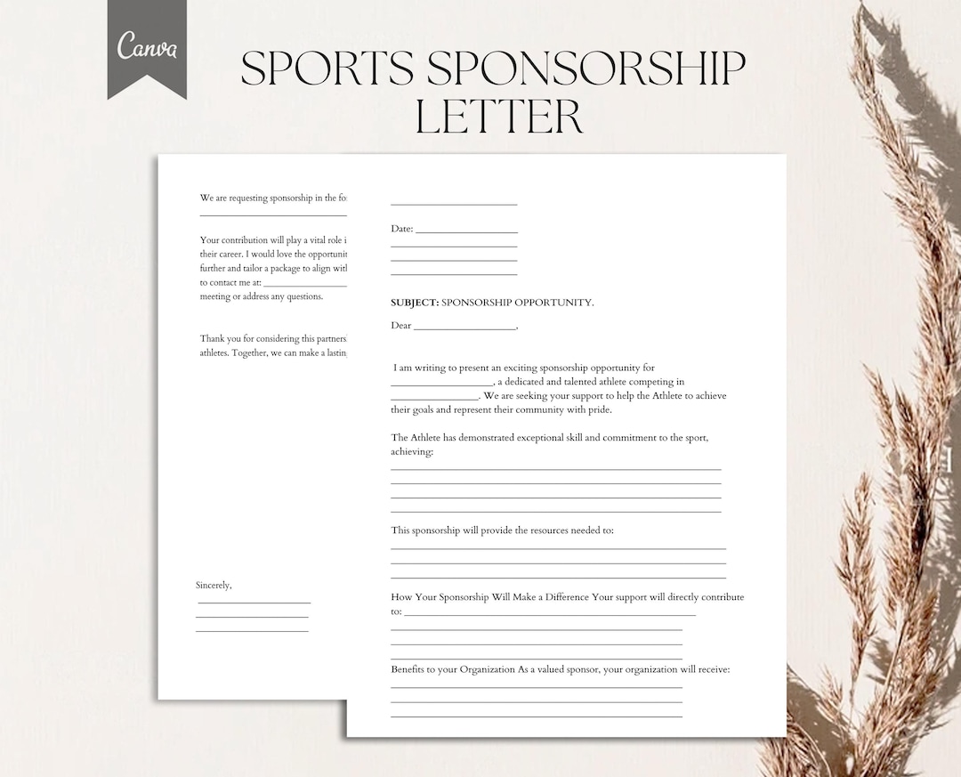 Sports Sponsorship Letter Template, PDF, Canva - Etsy
