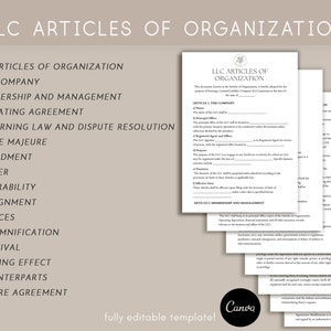 LLC Articles of Organization, LLC Formation Document, Pdf, Canva - Etsy