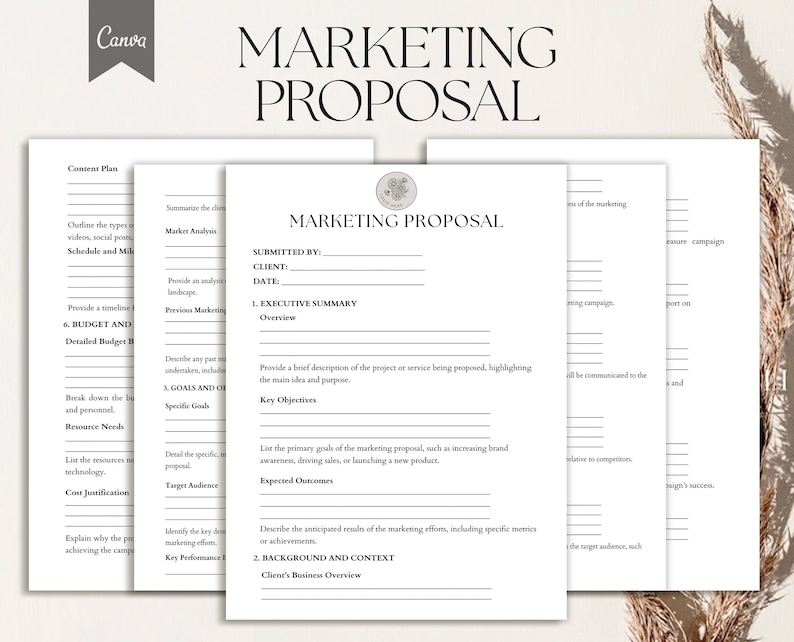 Marketing Proposal Template Form, Pdf, Canva - Etsy