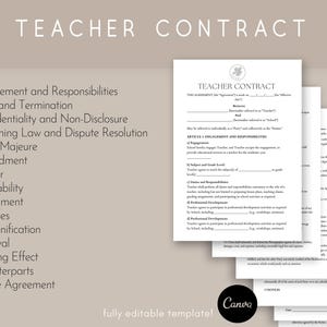 Teacher Contract, Educator Agreement, Teaching Employment Contract Pdf ...