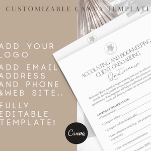 Editable Accounting and Bookkeeping Client Onboarding Questionnaire ...