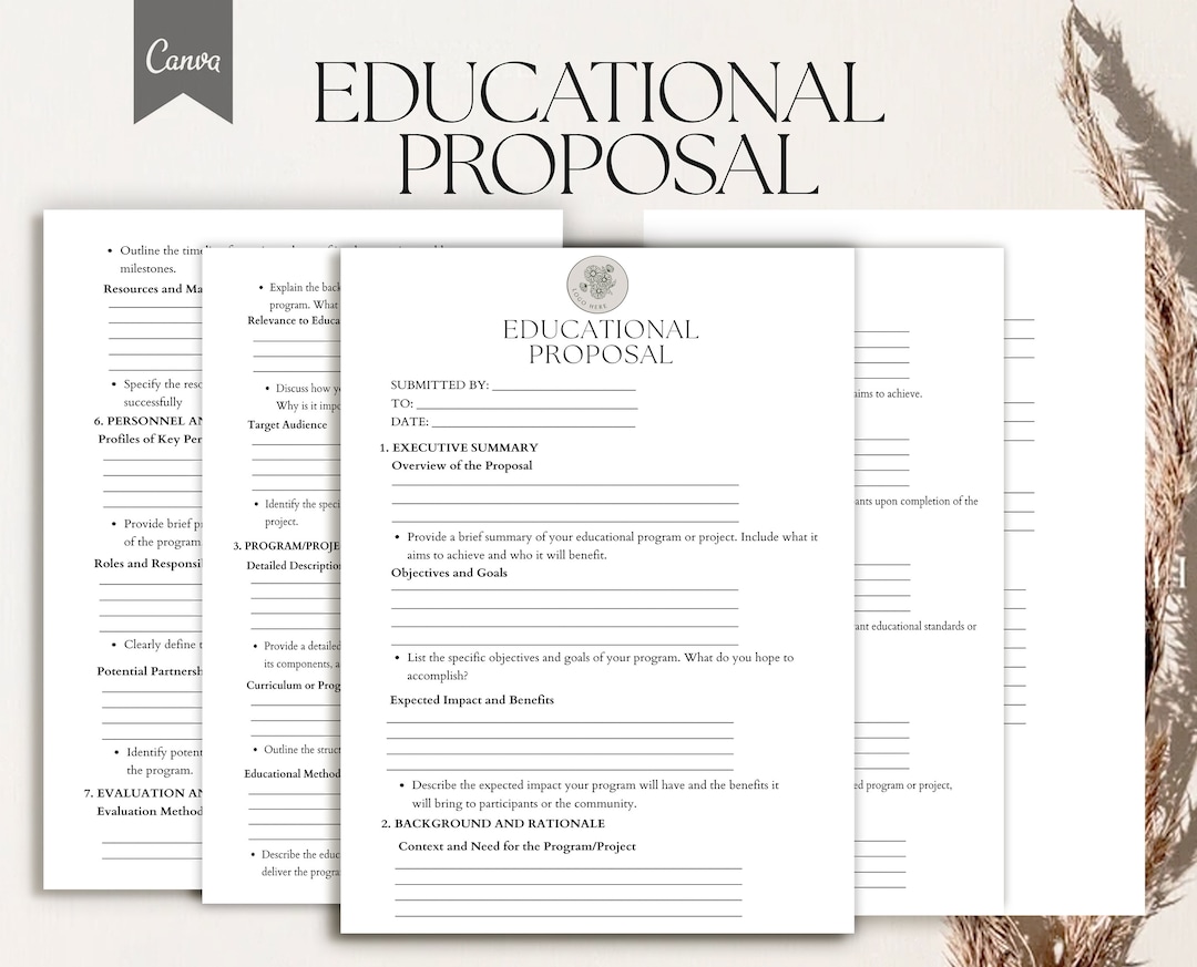 Educational Proposal Template Form, Pdf, Canva - Etsy