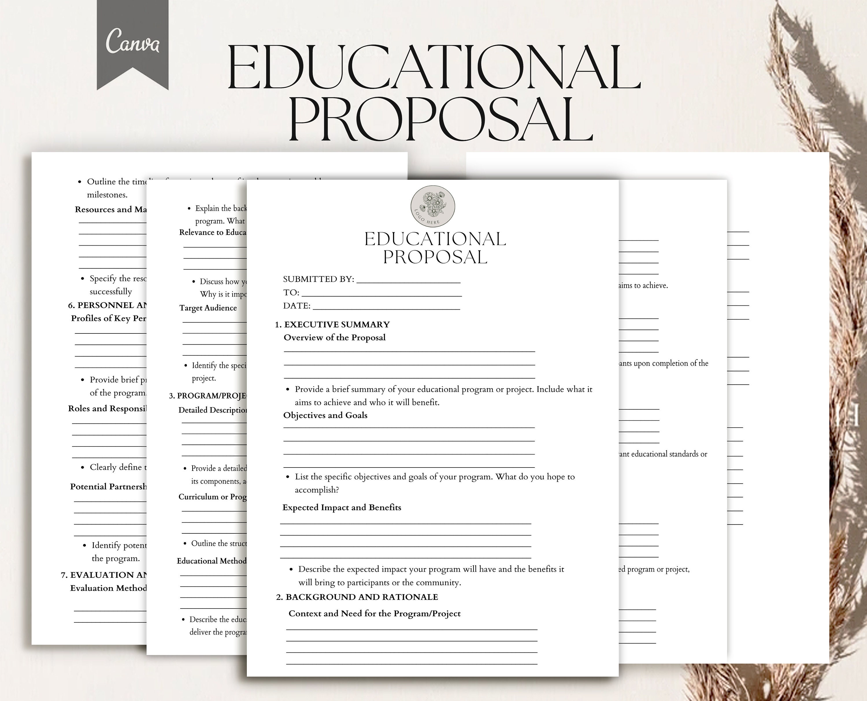 Educational Proposal Template Form, Pdf, Canva - Etsy