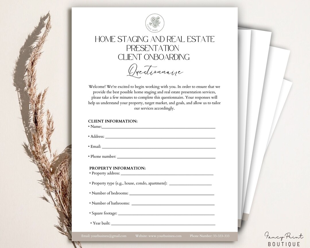 Editable Home Staging and Real Estate Presentation Client Onboarding ...