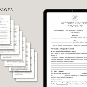 Kitchen Remodel Contract, Kitchen Renovation Agreement, Kitchen ...