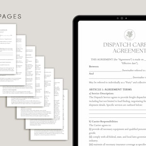 Dispatch Carrier Agreement, Carrier Service Agreement, Logistics Dispatch Agreement Pdf, Canva ...