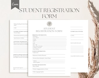 Student Registration Form PDF & Canva Template - Editable, Printable ...