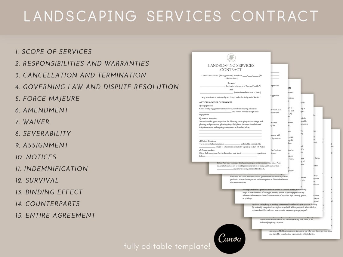 Landscaping Services Agreement, Landscape Maintenance Contract, Pdf ...