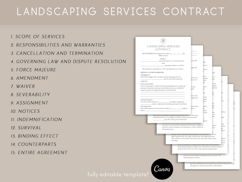 Landscaping Services Agreement, Landscape Maintenance Contract, Pdf ...