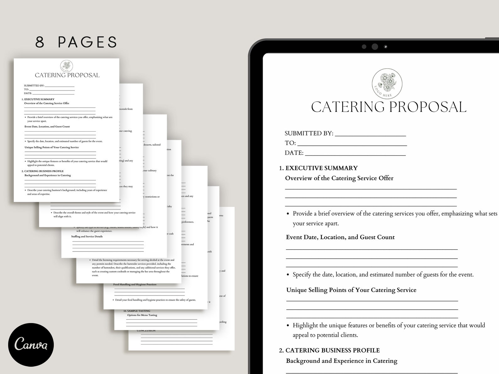 Catering Proposal, Catering Business Proposal, Catering Form Template ...