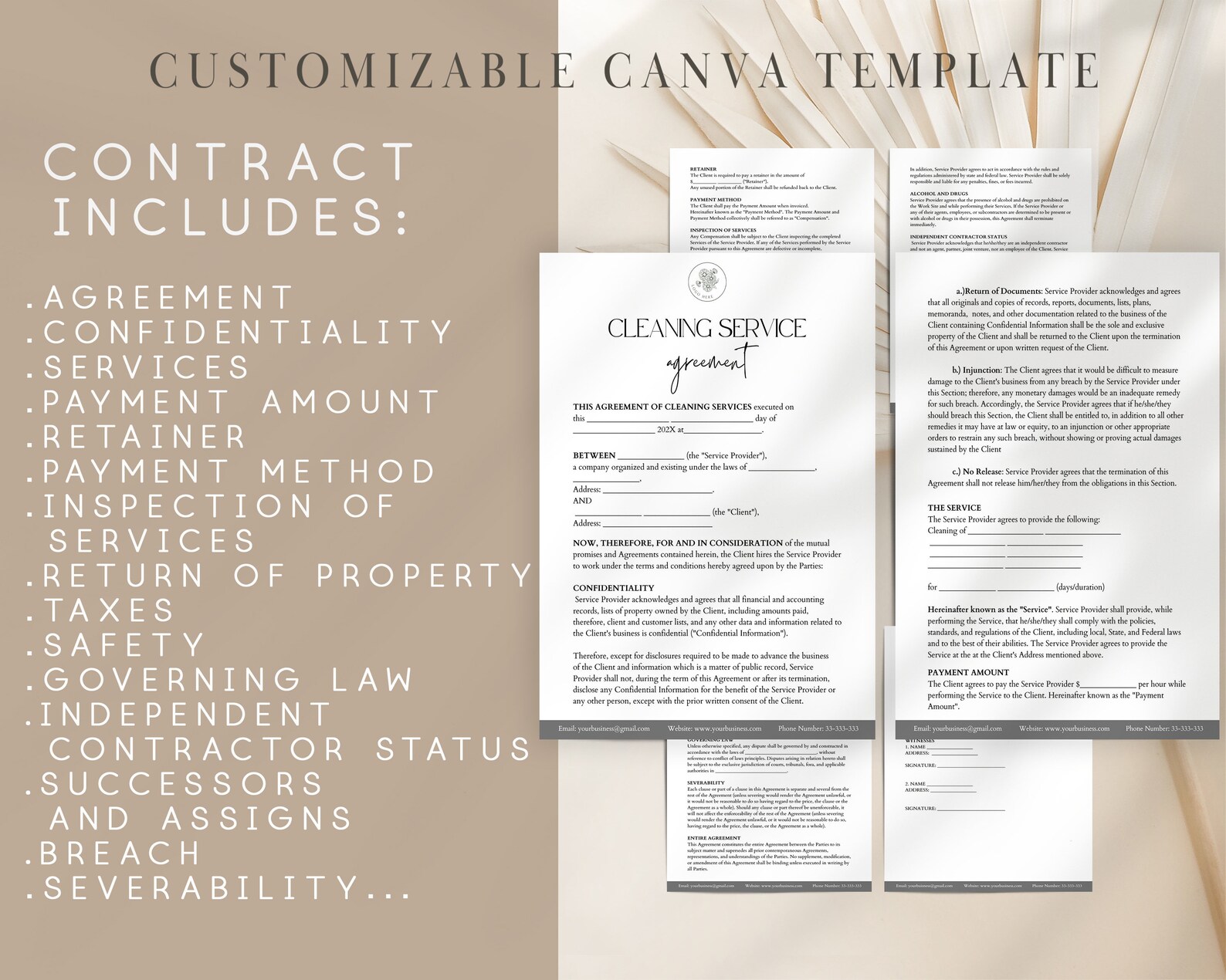 Editable Cleaning Services Agreement, Cleaning Business Contract ...