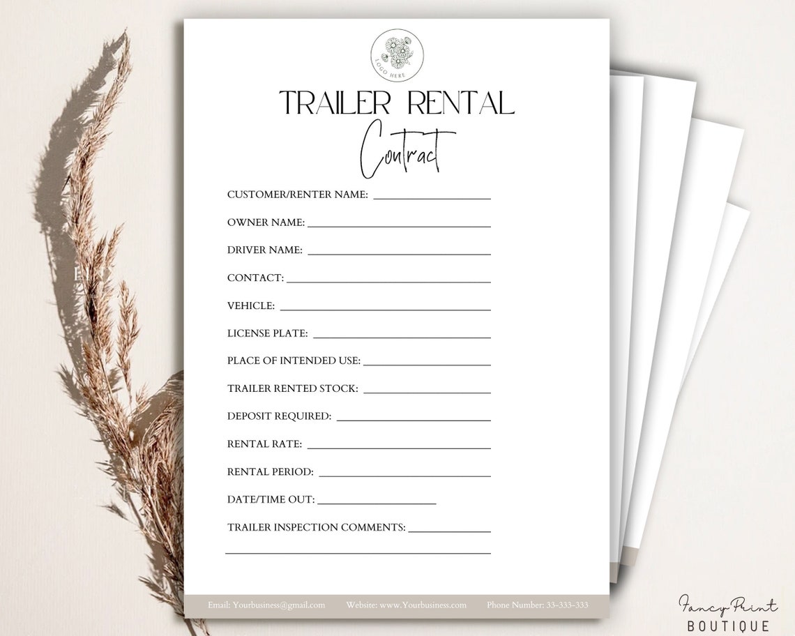 Trailer Rental Contract Template, RV Truck Rental Contract, Contract ...
