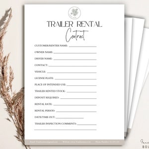 Trailer Rental Contract Template, RV Truck Rental Contract, Contract ...