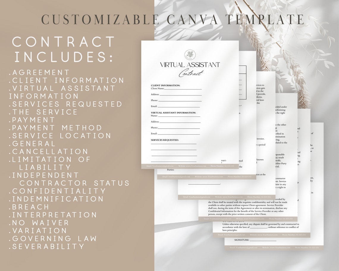 Virtual Assistant Contract Template, Client Agreement, Personal ...