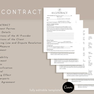 AI Contract Editable Template, AI Services Agreement Form, AI ...