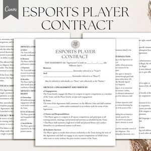 Esports Player Contract Template, Professional Gamer Contract, Pro ...