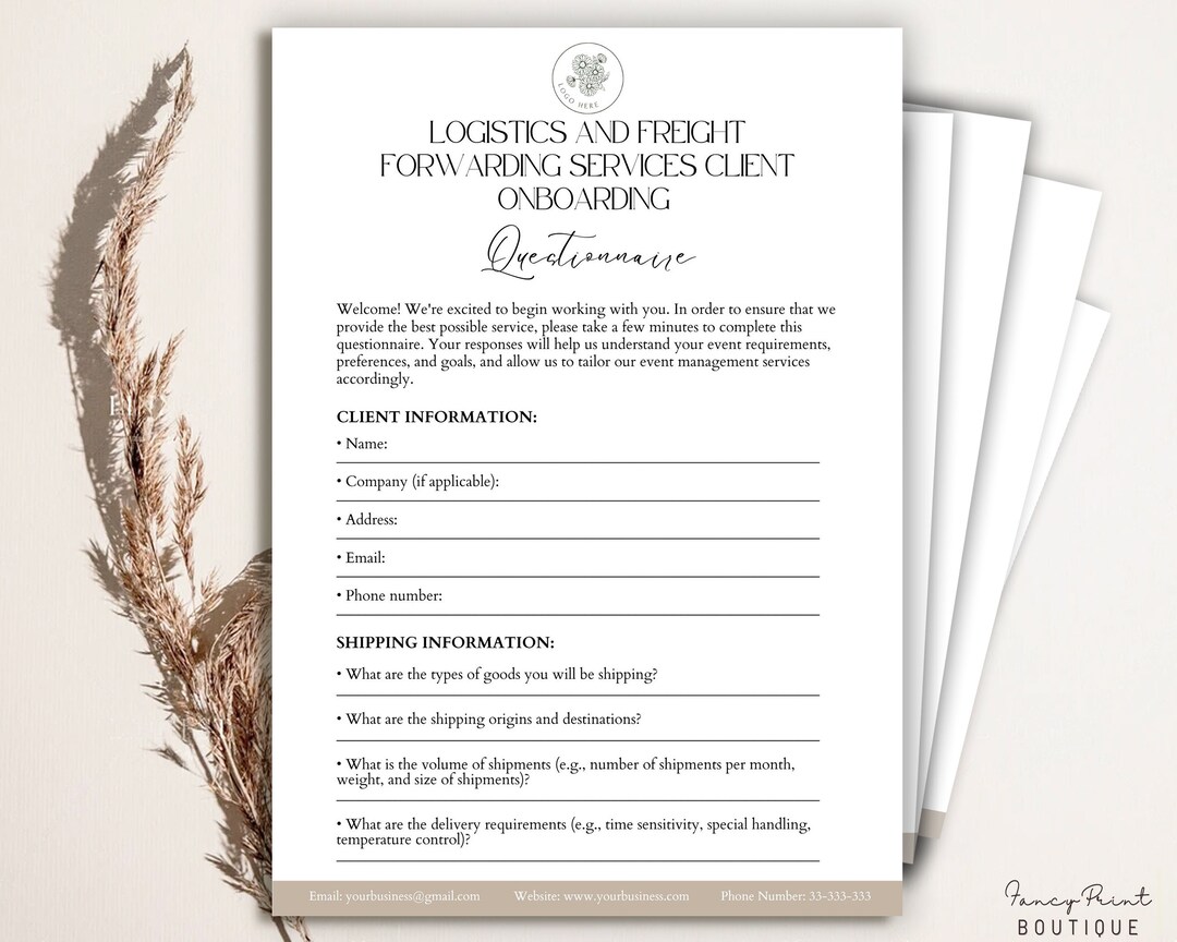 Editable Logistics and Freight Forwarding Services Client Onboarding ...