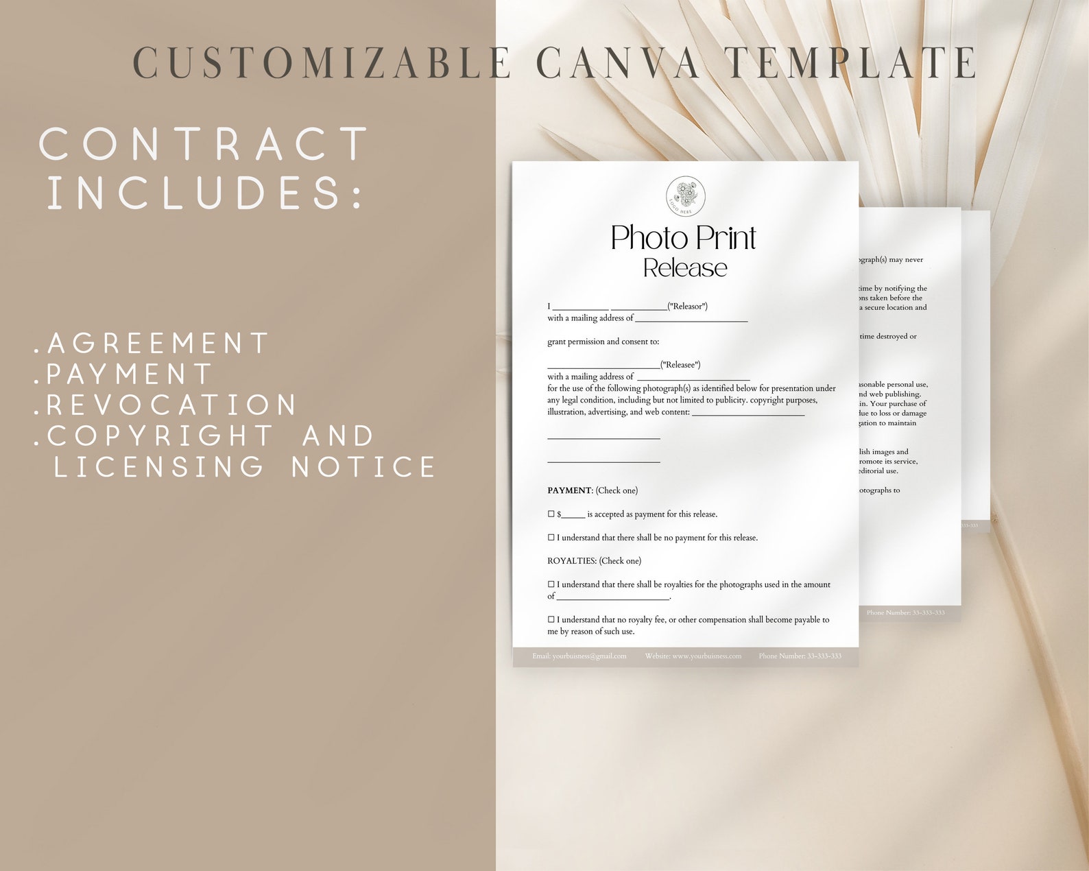 Editable Photo Print Release Forms, Photography Print Release Template ...