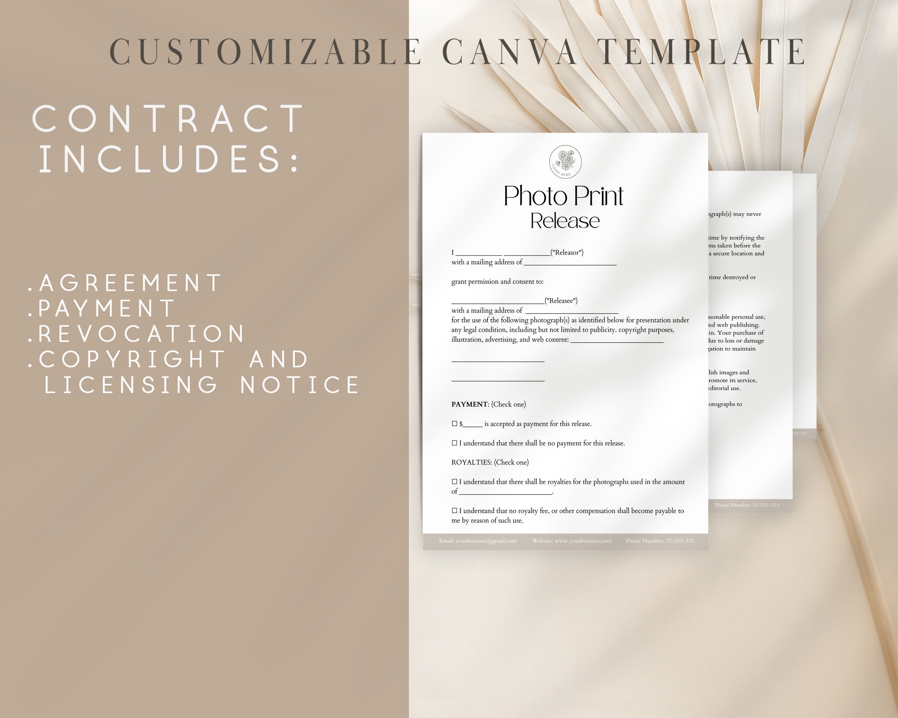 Editable Photo Print Release Forms, Photography Print Release Template ...