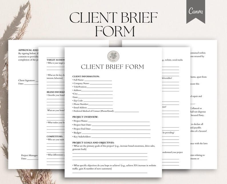Client Brief Form Template ,pdf , Canva - Etsy