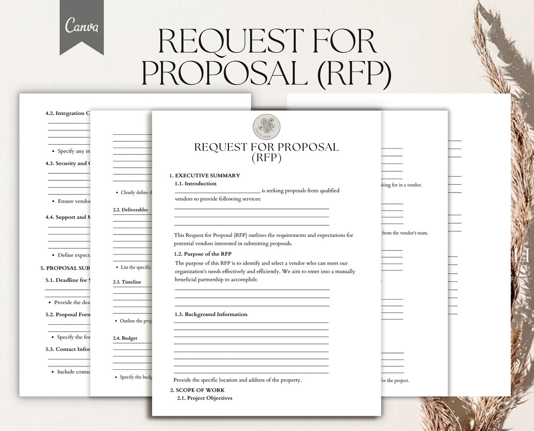 Request for Proposal Template, Form Pdf, Canva - Etsy