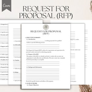 Request for Proposal Template, Form Pdf, Canva - Etsy