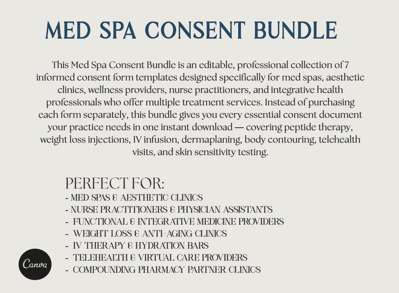 Med Spa Consent Bundle, 7 Editable Medical Consent Forms,med Spa Forms ...