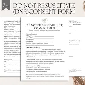 Do Not Resuscitate (DNR) Consent Form Template, PDF, Canva - Etsy