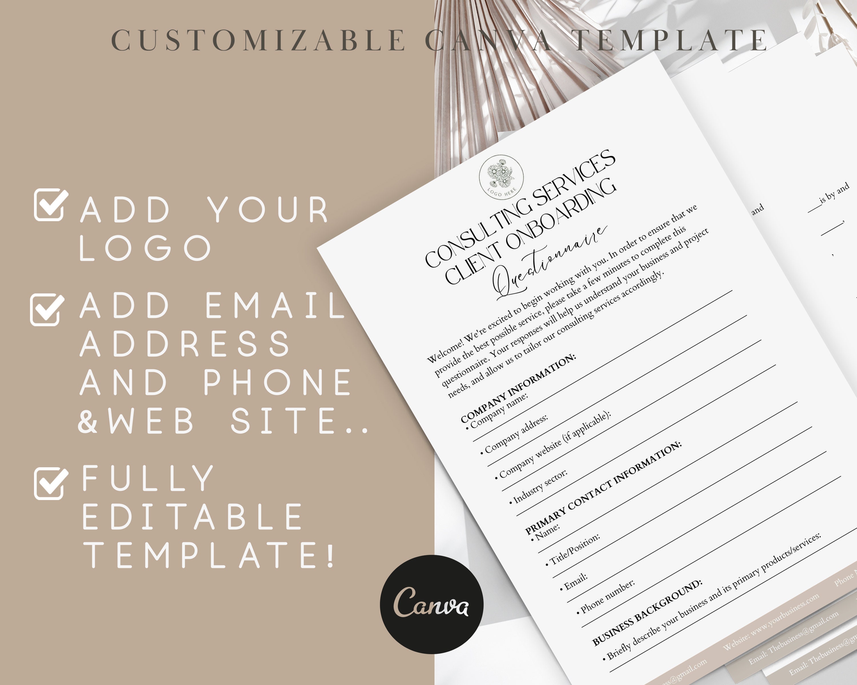 Editable Consulting Services Client Onboarding Questionnaire Form ...